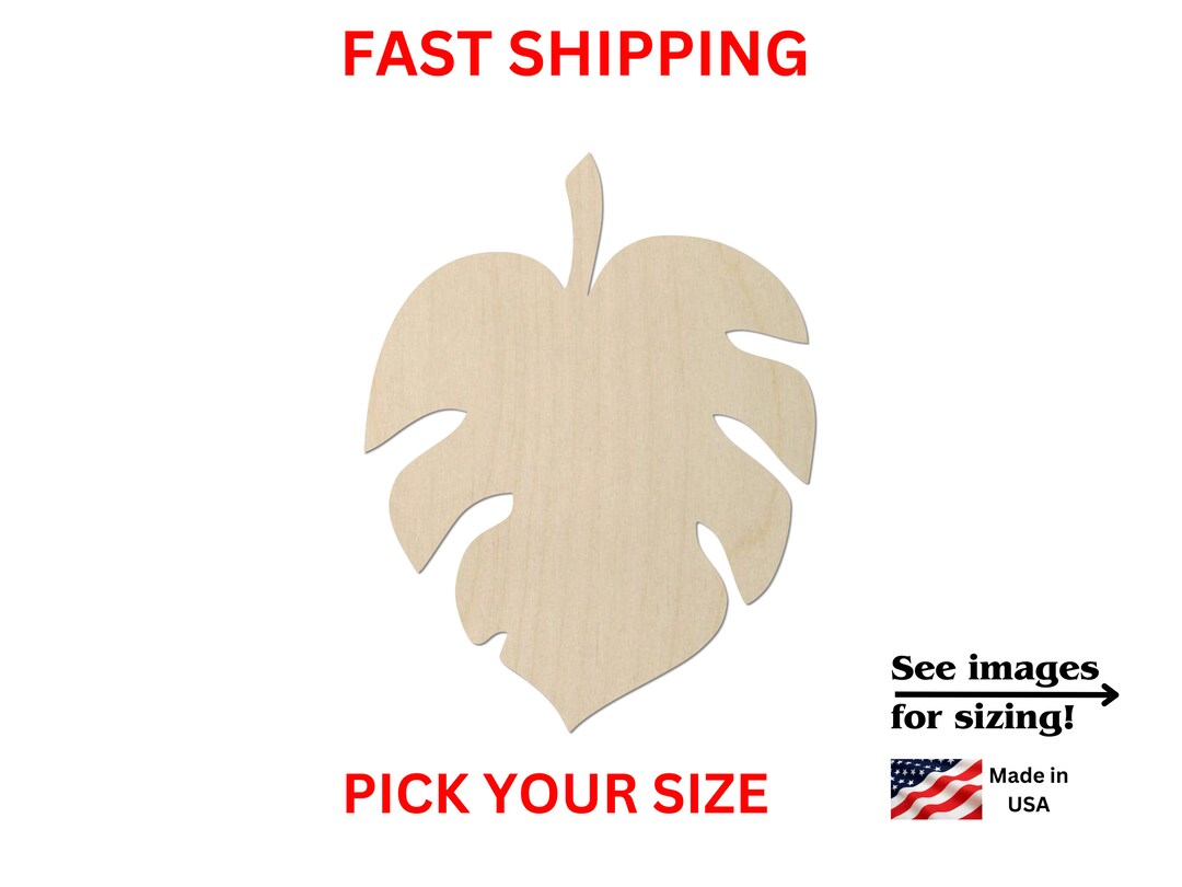 Unfinished Wooden Monstera Shape | Monstera Leaf Floral Palm Leaf Wood ...