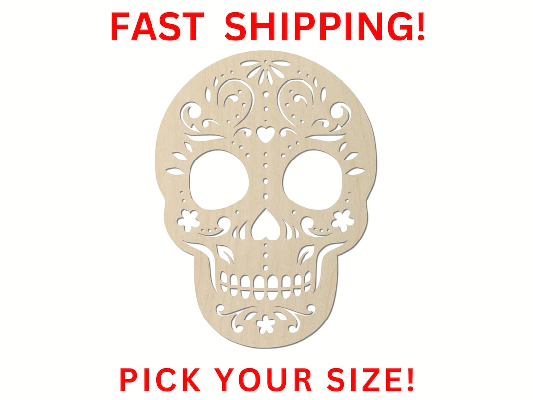 Unfinished Wooden Sugar Skull Shape | Sugar Skull Wood Cutout Shape ...