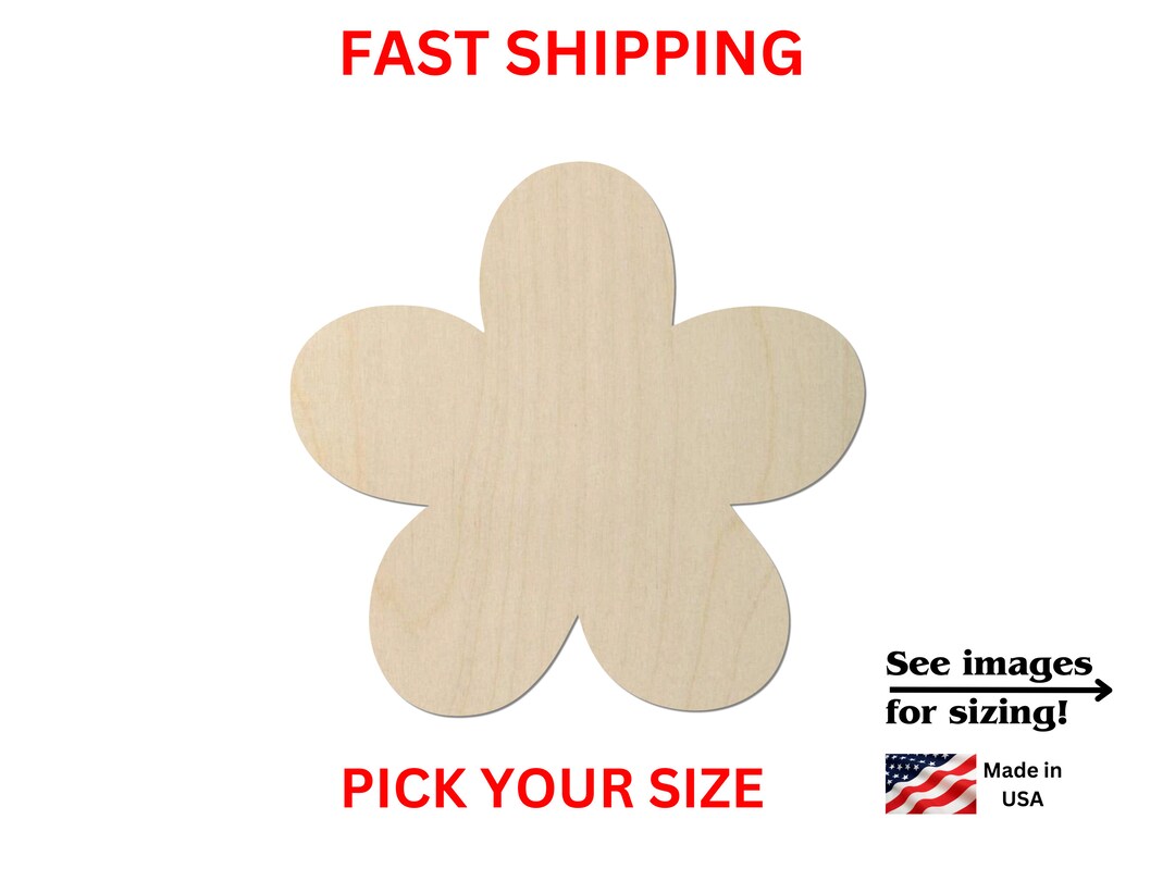 Unfinished Wooden Flower Shape | Unfinished Wooden Flower Spring Cutout ...