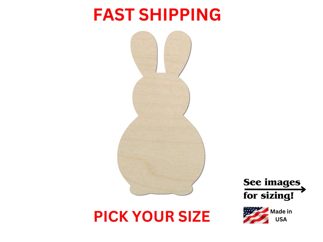 Unfinished Wooden Bunny Rabbit Shape | Easter Bunny Cutout | Wooden ...