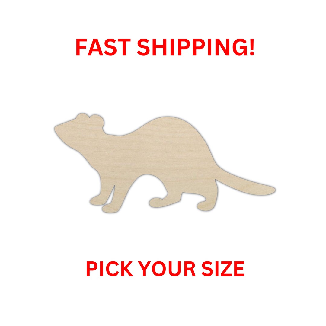 Unfinished Wooden Ferret Shape | Ferret Wood Cutout Shape | Laser Cut ...