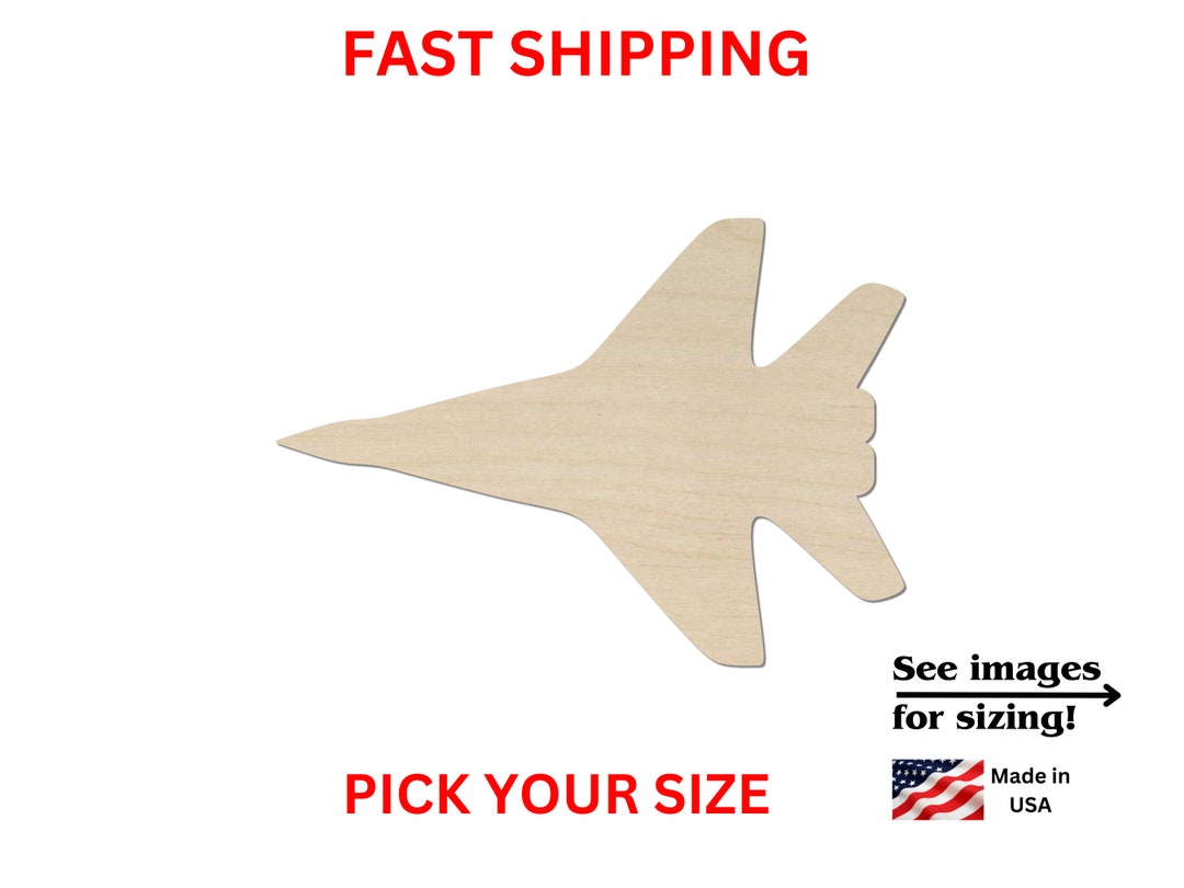 Unfinished Wooden Jet Shape | Wood Cutout Shape | Laser Cut Blanks ...