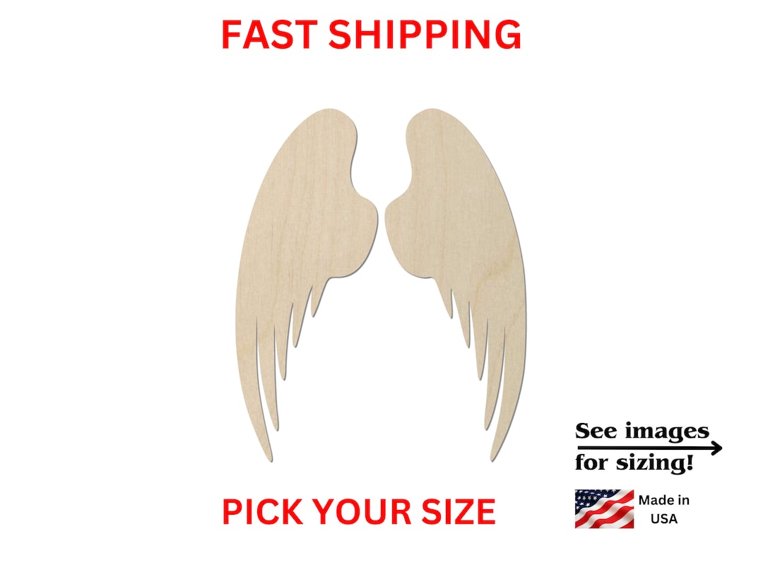 Unfinished Wooden Angel Wings Shape | Wood Cutout Shape | Laser Cut ...