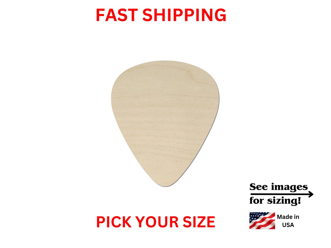 Unfinished Wooden Guitar Pick Shape | Wood Pick Cutouts | Craft ...