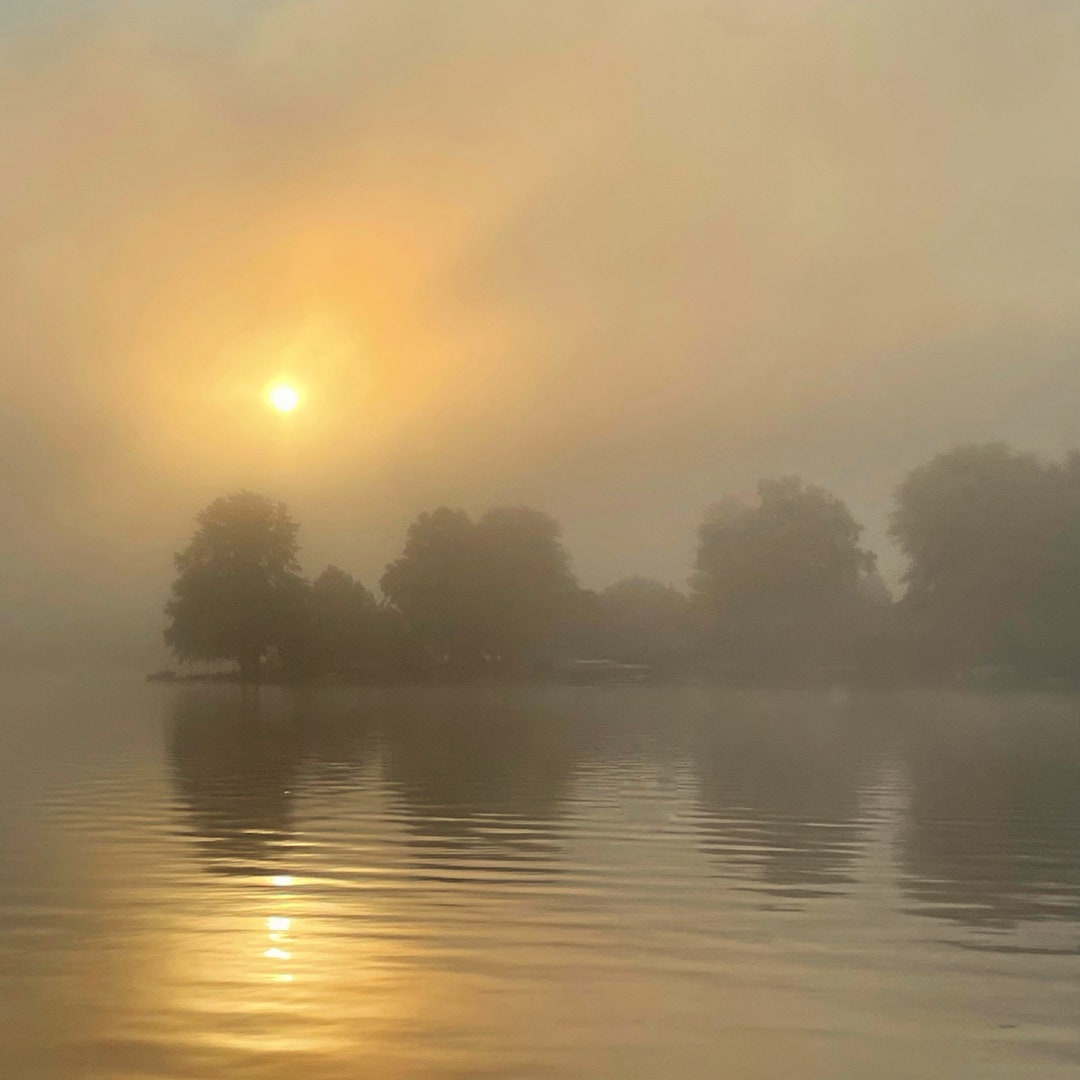 Lake George, Michigan Metal Print, Picturesque Lake Early Morning Fog ...