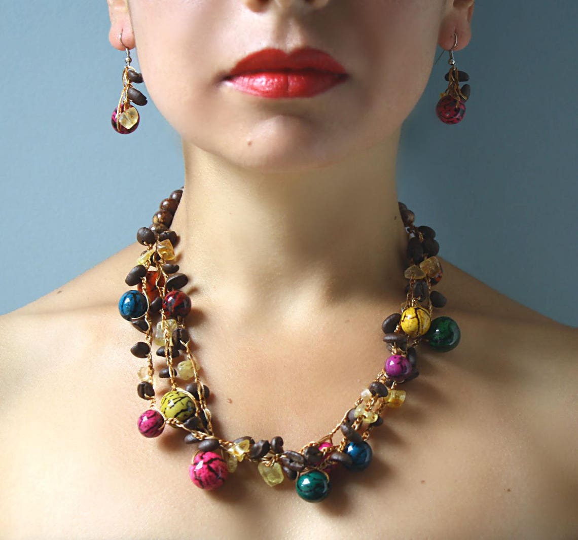 Multicolour Chunky Necklace Statement Necklace Multicolour - Etsy