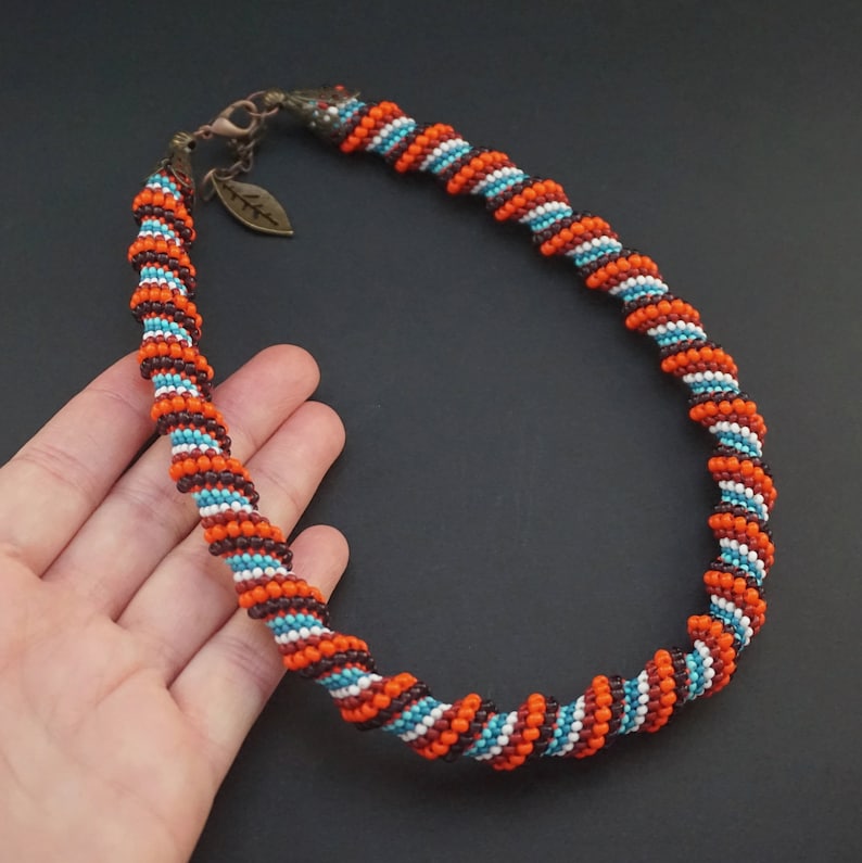 Spiral rope necklace Seed bead necklace Beadwoven choker | Etsy Spiral rope necklace Seed bead necklace Beadwoven choker | Etsy