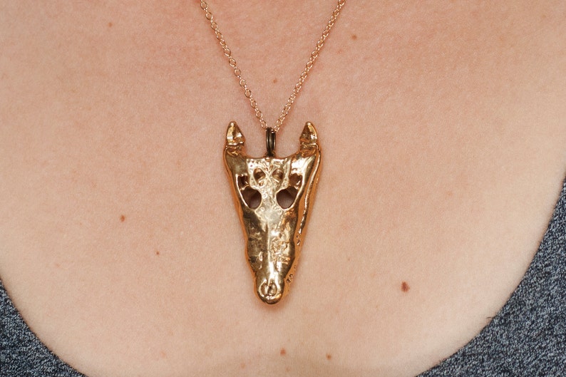 Crocodile Pendant Necklace Animal Jewelry Bronze Alligator | Etsy