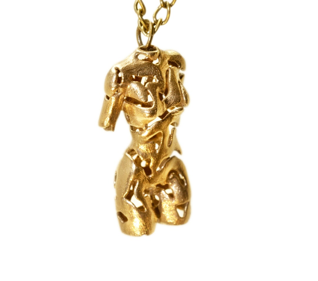 3D Printed Pendant Necklace - Woman Female Torso - Human Figure 3D ...
