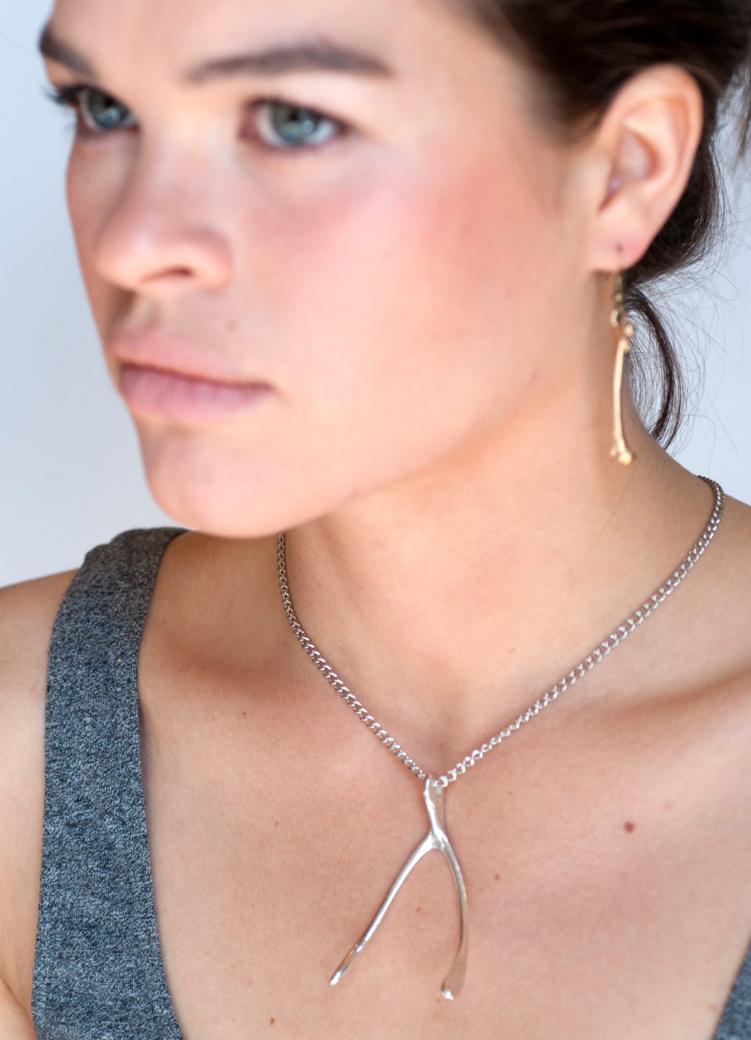 Wishbone Necklace Furcula Bone Pendant Wishbone Jewelry Bronze - Etsy