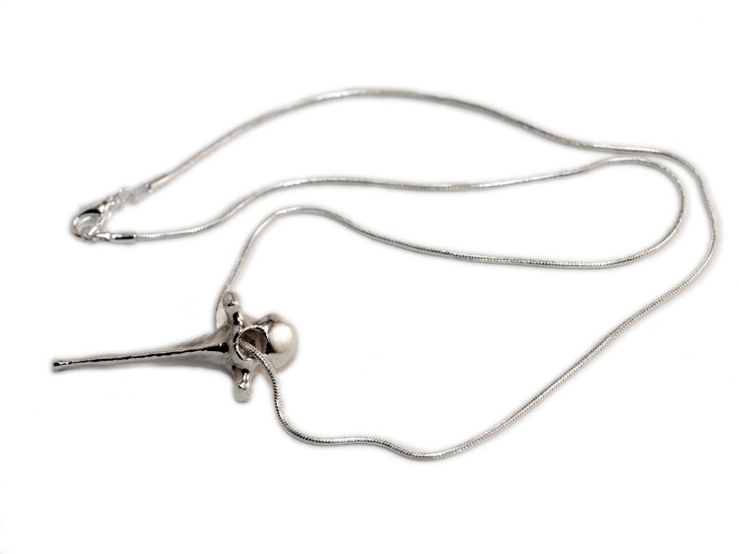 Silver Bone Necklace 3D Printed Jewelry Sterling Silver Vertebra ...