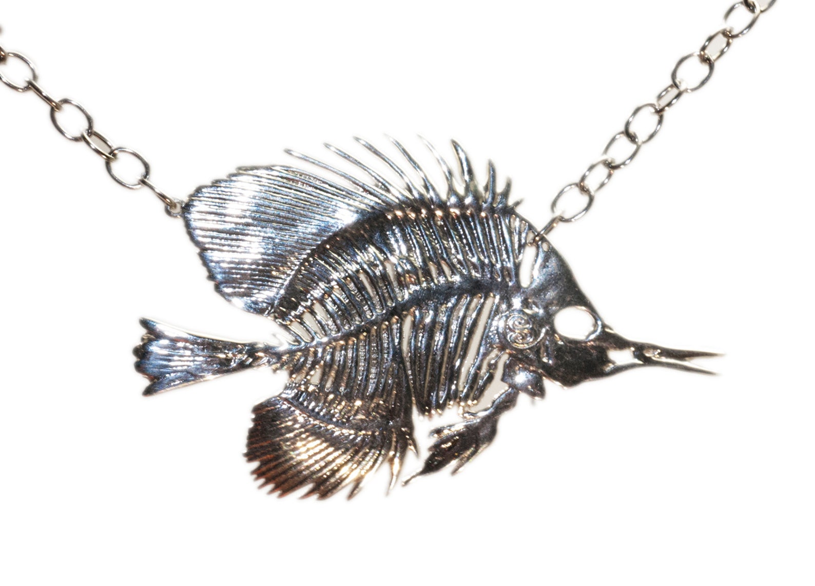 Fish Skeleton Necklace Butterfly Fish Pendant Fish Jewelry | Etsy