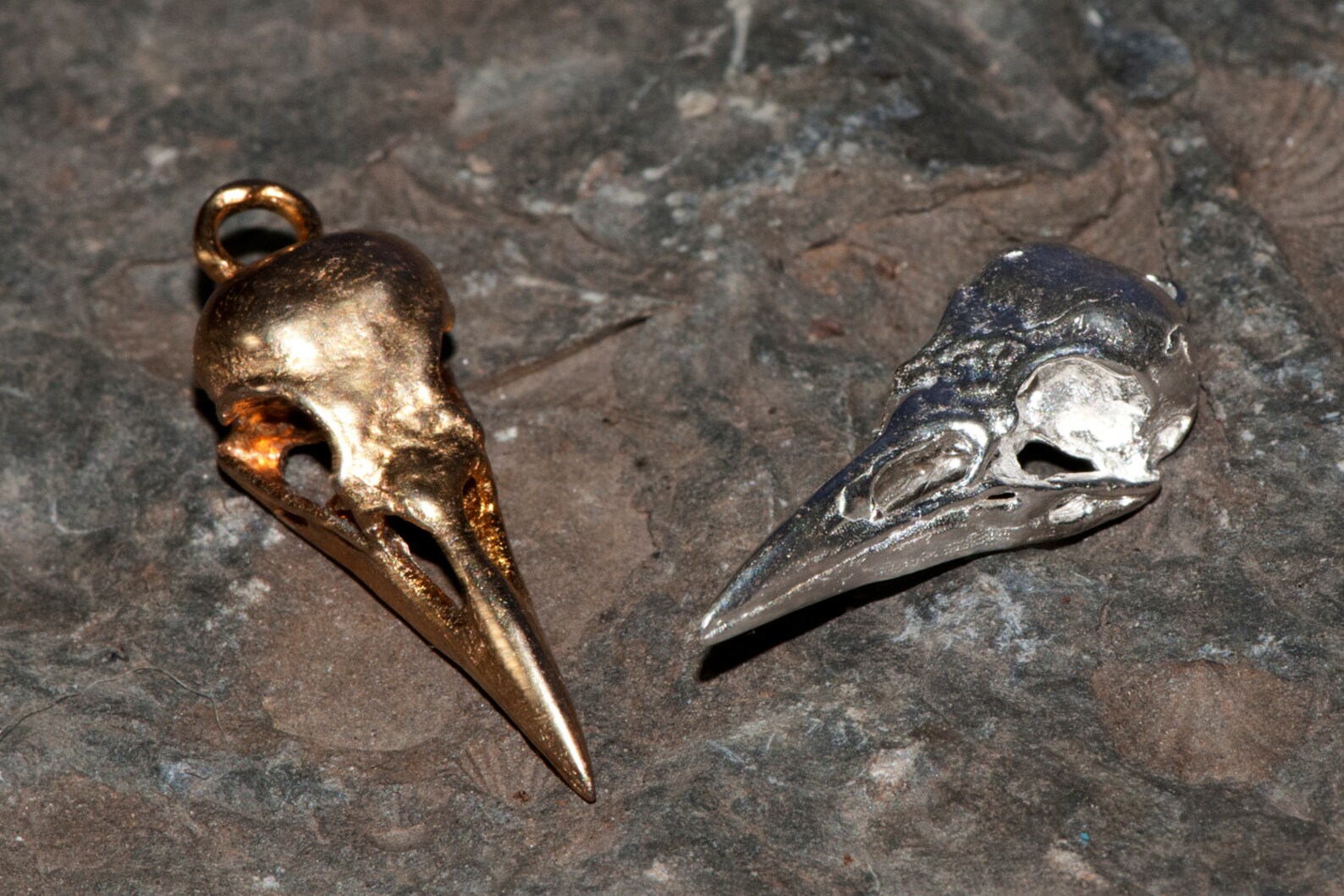 Sterling Silver Bird Necklace Silver Crow Pendant Animal Skull | Etsy