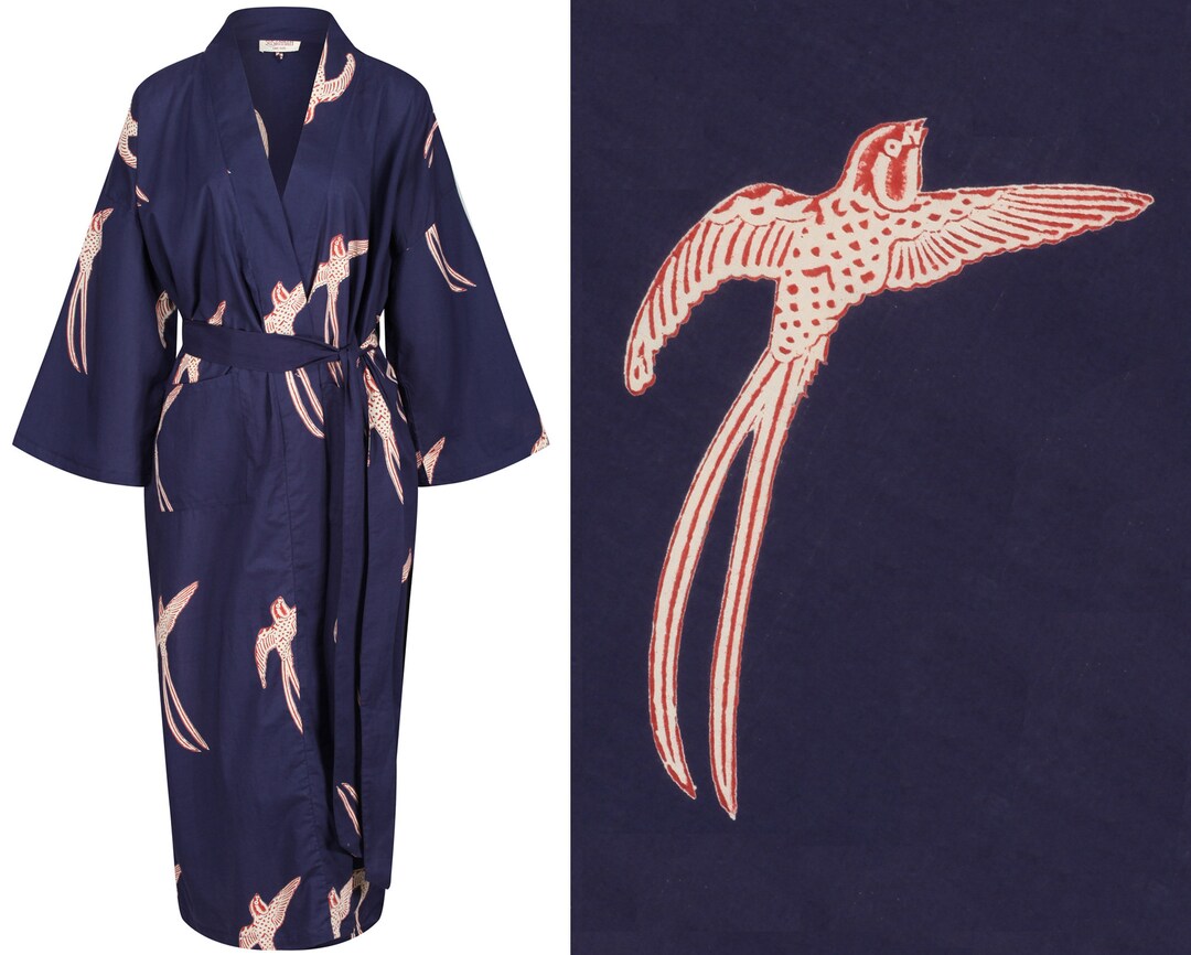 Susannah Cotton Kimono Robe Lightweight 100% Cotton Summer Yukata Long ...