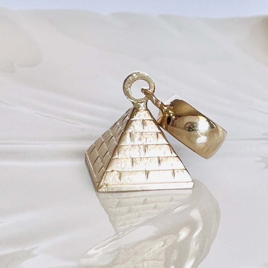 Egyptian Pyramid W/ Tube Bail 14K Yellow Gold 3D Charm/pendant, New - Etsy