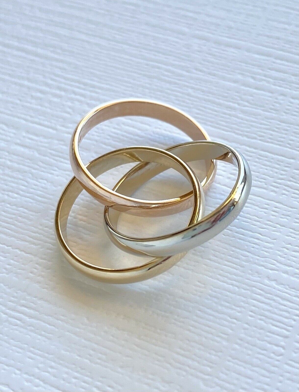 3 Interlocking Ring Bands Multi-Tone 14K Gold Size 3.5 | Etsy