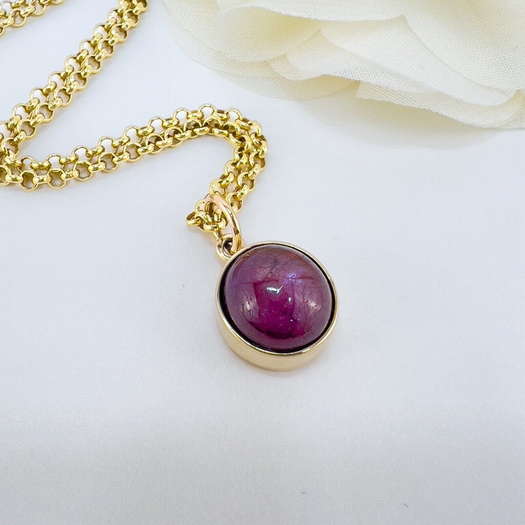 Genuine Star Ruby Solid 14K Yellow Gold Pendant, Newly Handcrafted - Etsy