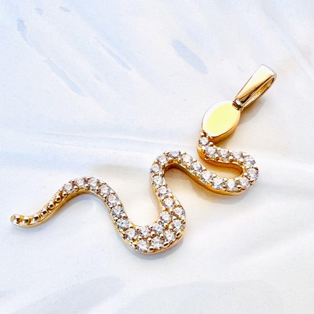 Solid 14K Yellow Gold Slithering Snake Charm/pendant, New - Etsy