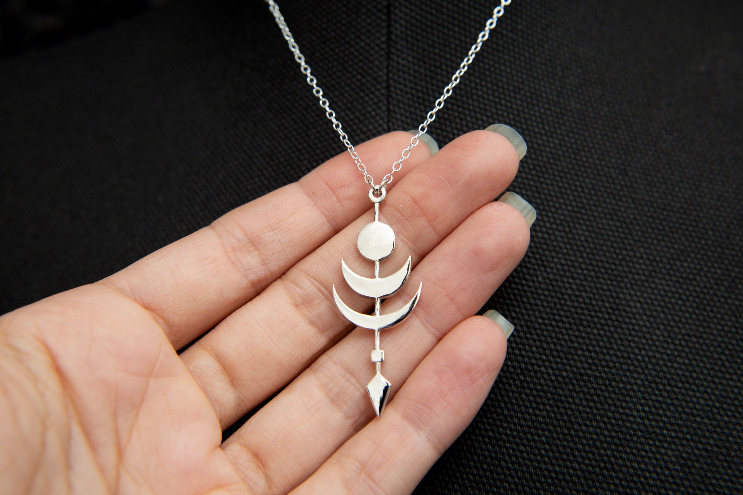 Cosmic Twilight, Silver Moon, Sun and Arrow Pendant With Chain. 925 ...