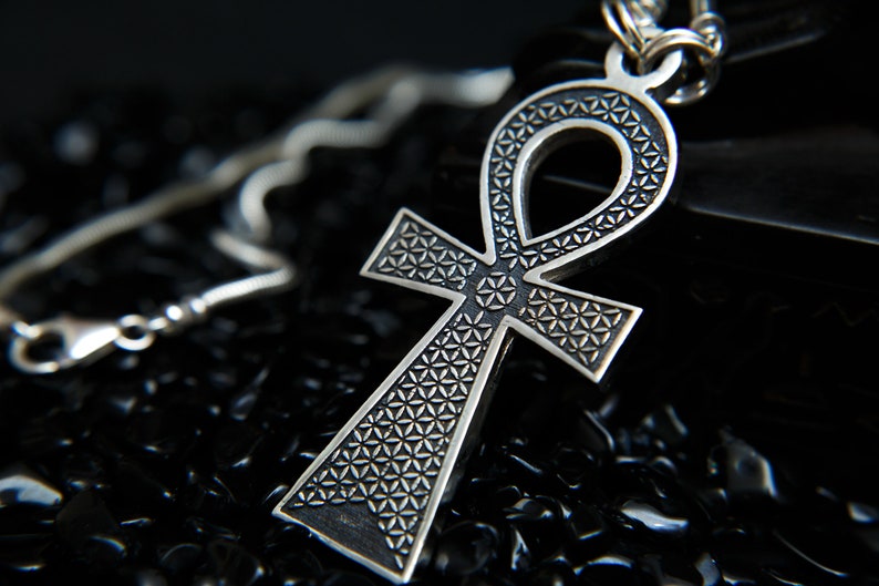 Adom Flower of Life Large Sterling Silver Ankh Pendant With | Etsy