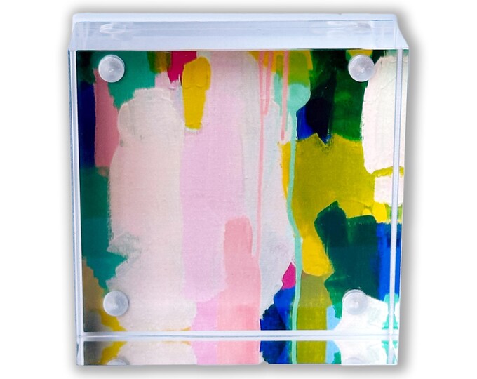 Art Acrylic Block, 2x2", Abstract Art, Office Decor, Home Decor, Tiny ...