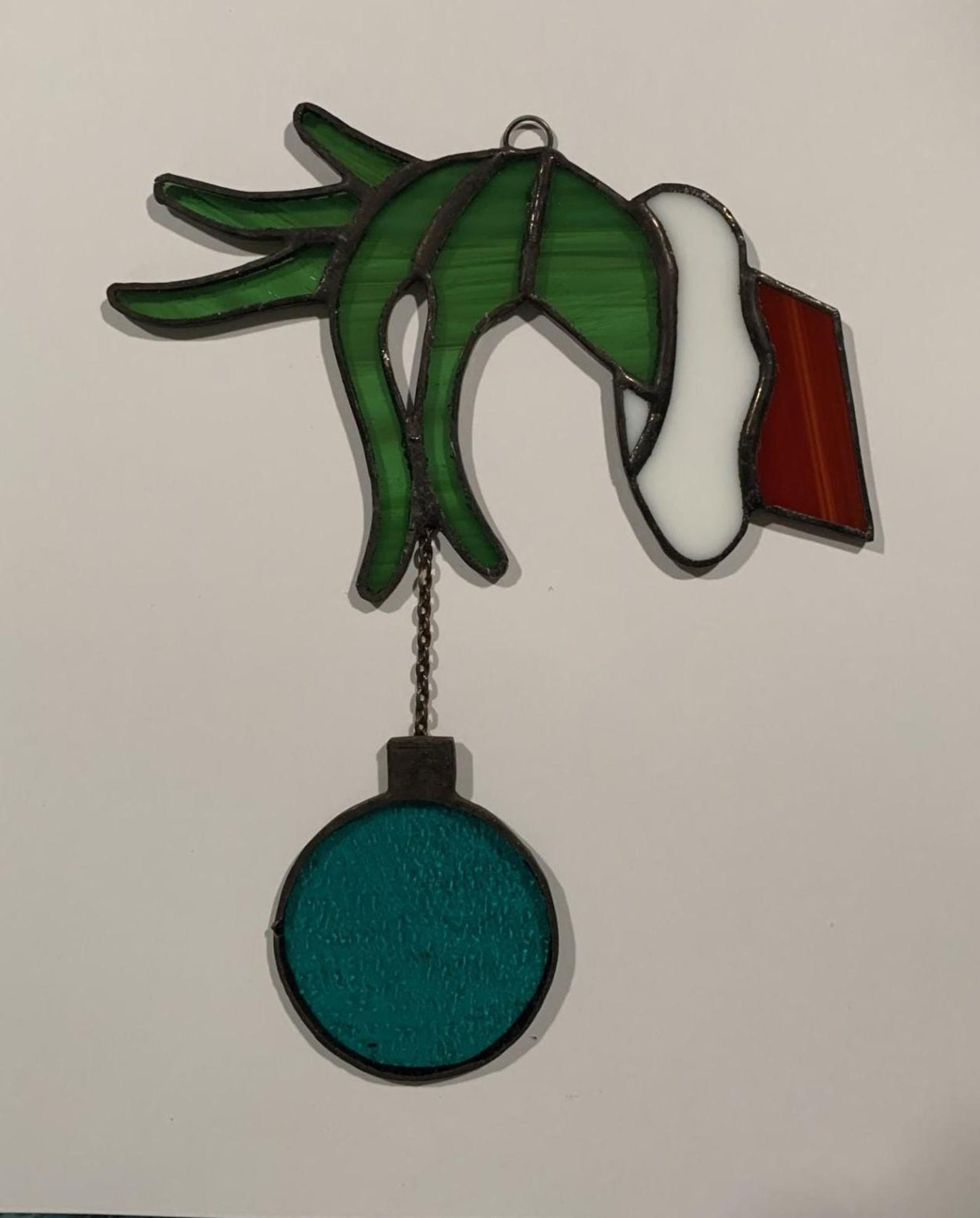 The Grinch Suncatcher, Grinch Hand With Glass Ornament - Etsy