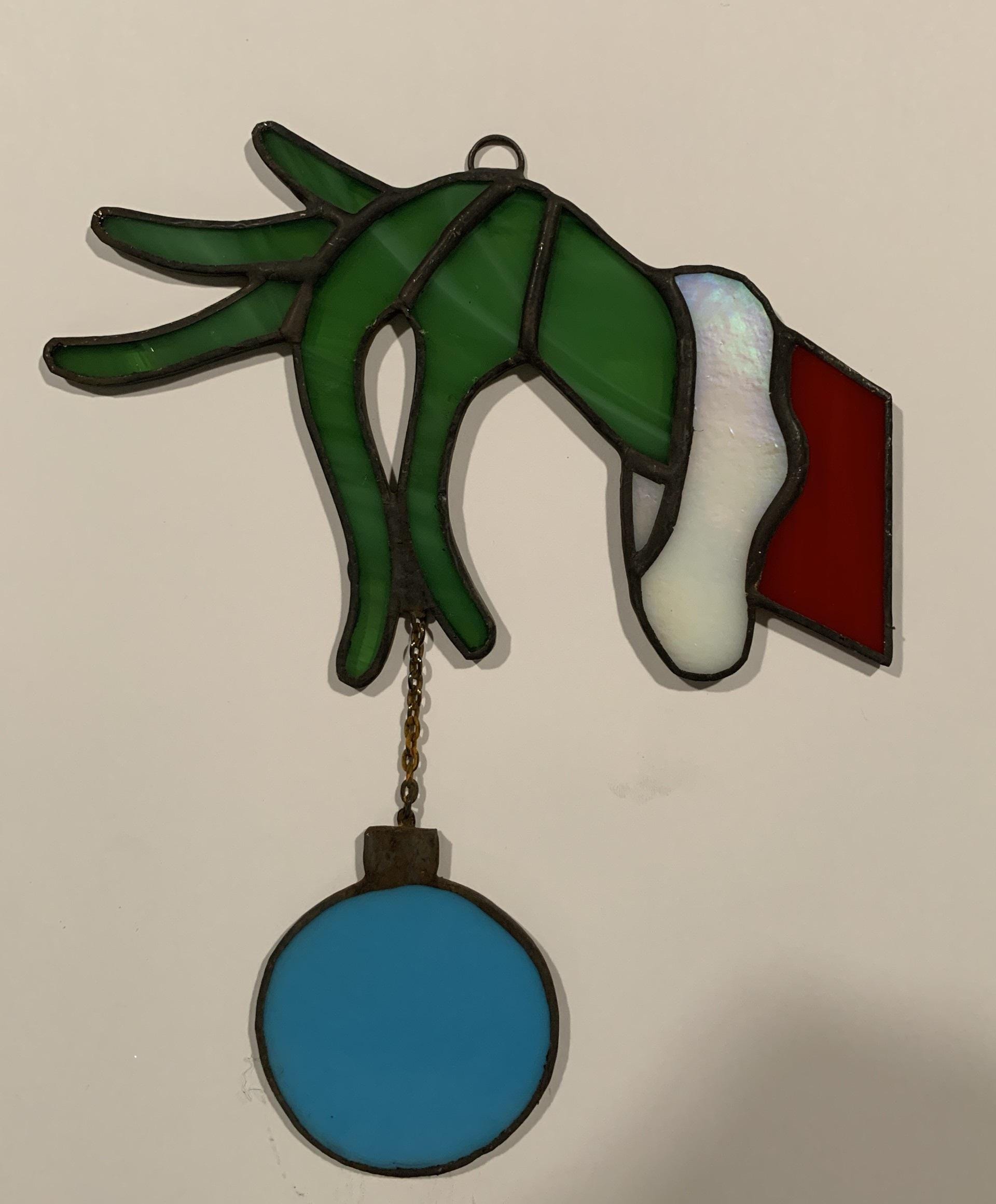 The Grinch Suncatcher, Grinch Hand With Glass Ornament - Etsy