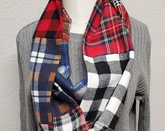 Upcycled Plaid Flannel Infinity Scarf - Etsy