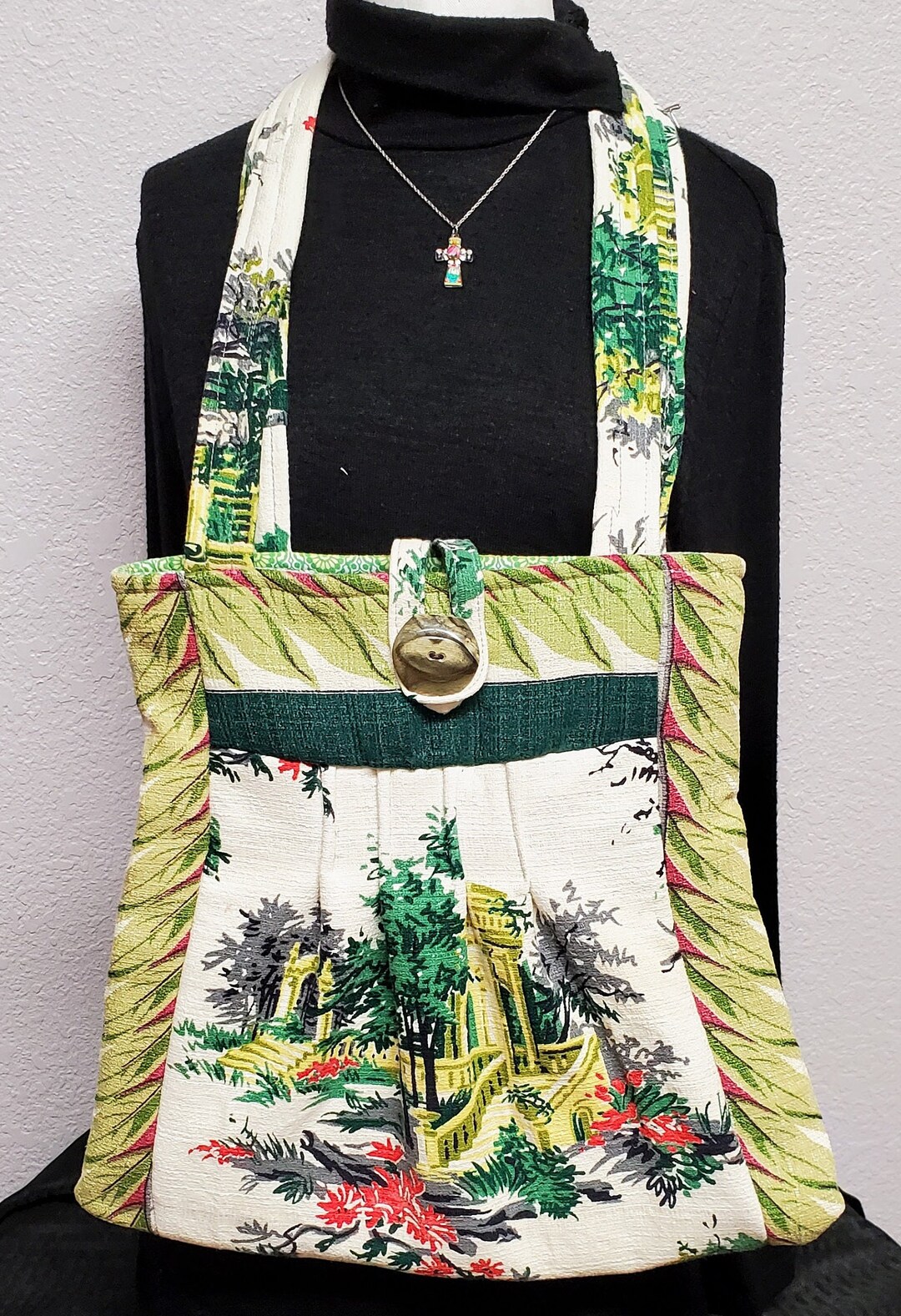 Vintage Barkcloth Shoulder Bag - Etsy