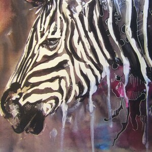 Drippy Zebra Print 11x14 of Original Watercolor Painting, Ink Drawing ...