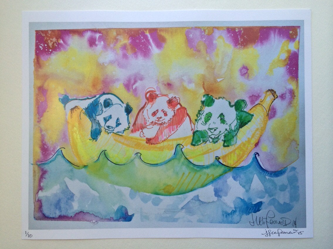 Banana Pandas 11x14 Original Print - Etsy