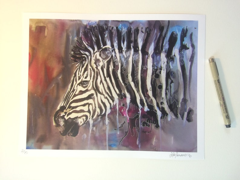 Drippy Zebra Print 11x14 of Original Watercolor - Etsy