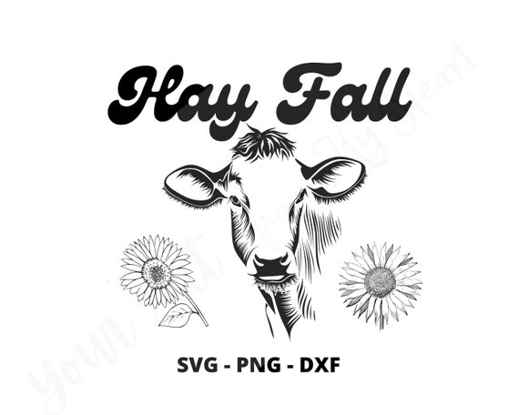 Hay Fall Cow SVG PNG DXF Thanksgiving Cow Print Fall Cow - Etsy
