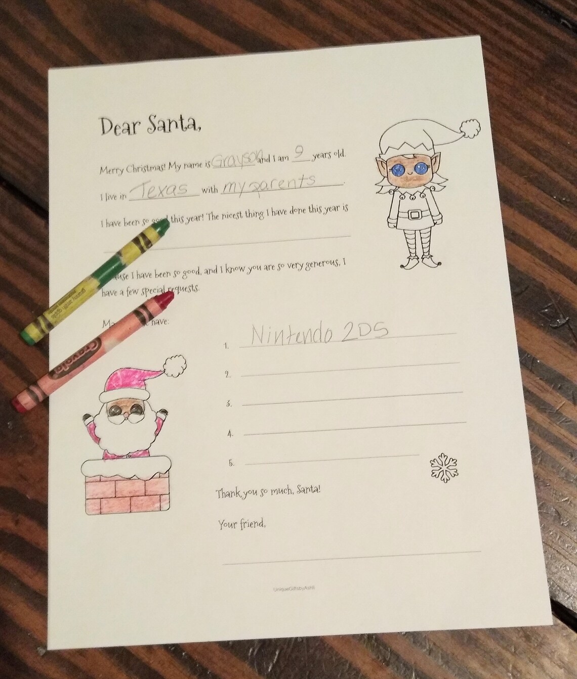 Downloadable Letter to Santa and Coloring Pages Printable | Etsy