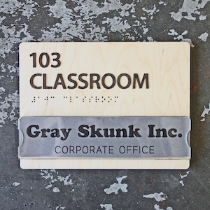 Changeable Insert Wood Room Sign - Custom Classroom With Braille ...