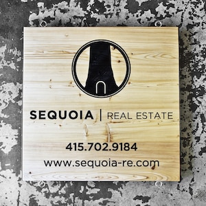 Wooden Real Estate Hanging Sign - 24"x24" Size - Solid Wood - Engraved ...