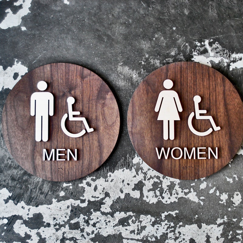 Restroom Signs in Metal - Etsy