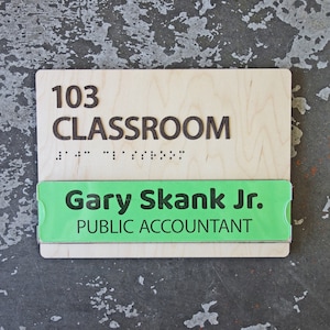 Changeable Insert Wood Room Sign - Custom Classroom With Braille ...