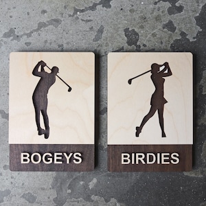 Super Unique - Golf Themed Restroom Sign Set - Bogeys & Birdies - 7x9 ...