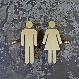 Floating Gold Unisex Restroom Sign - Men Women Handicap Bathroom ...