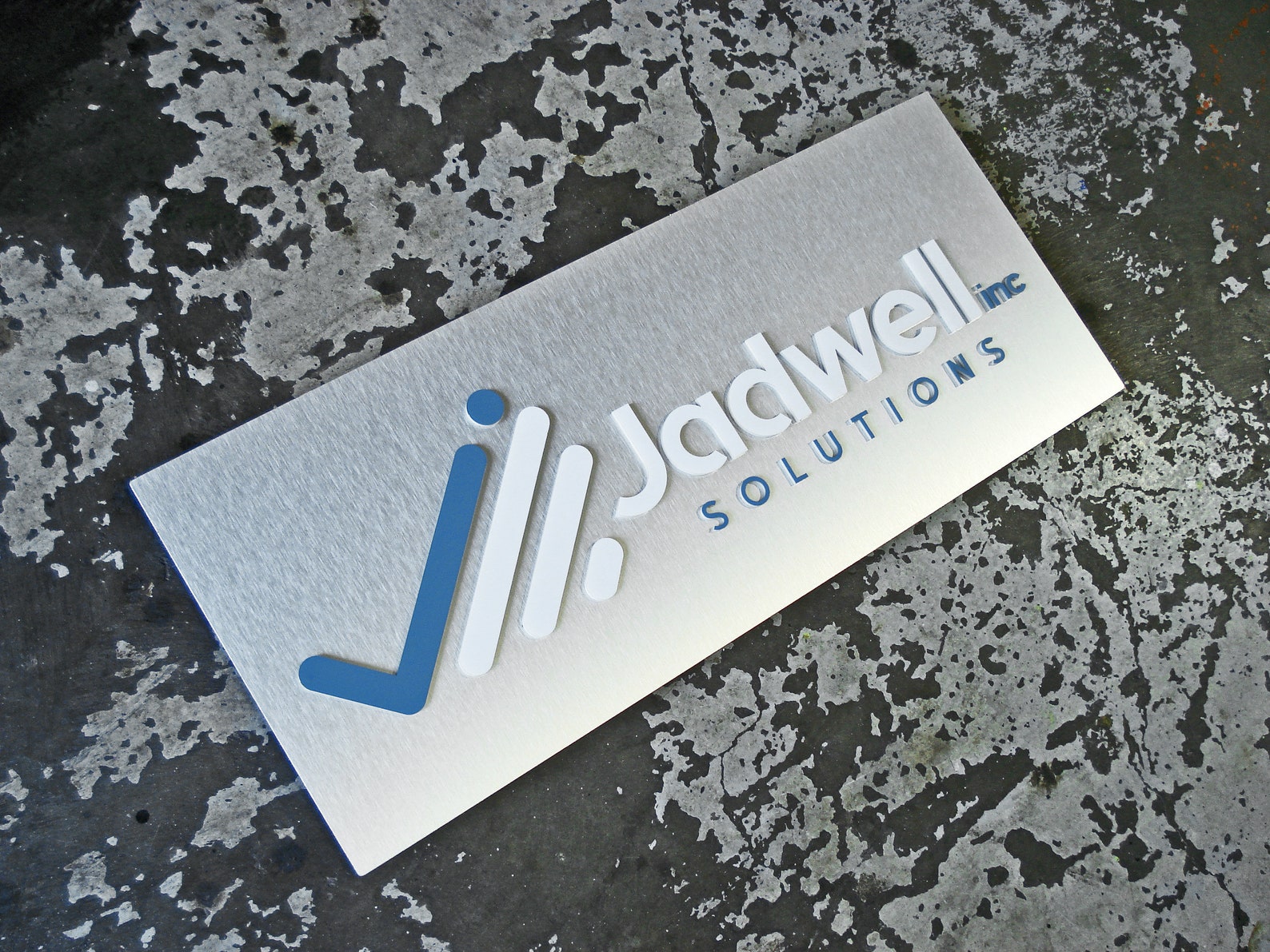 Brushed Metal Custom Logo Sign Professional Company Signage - Etsy