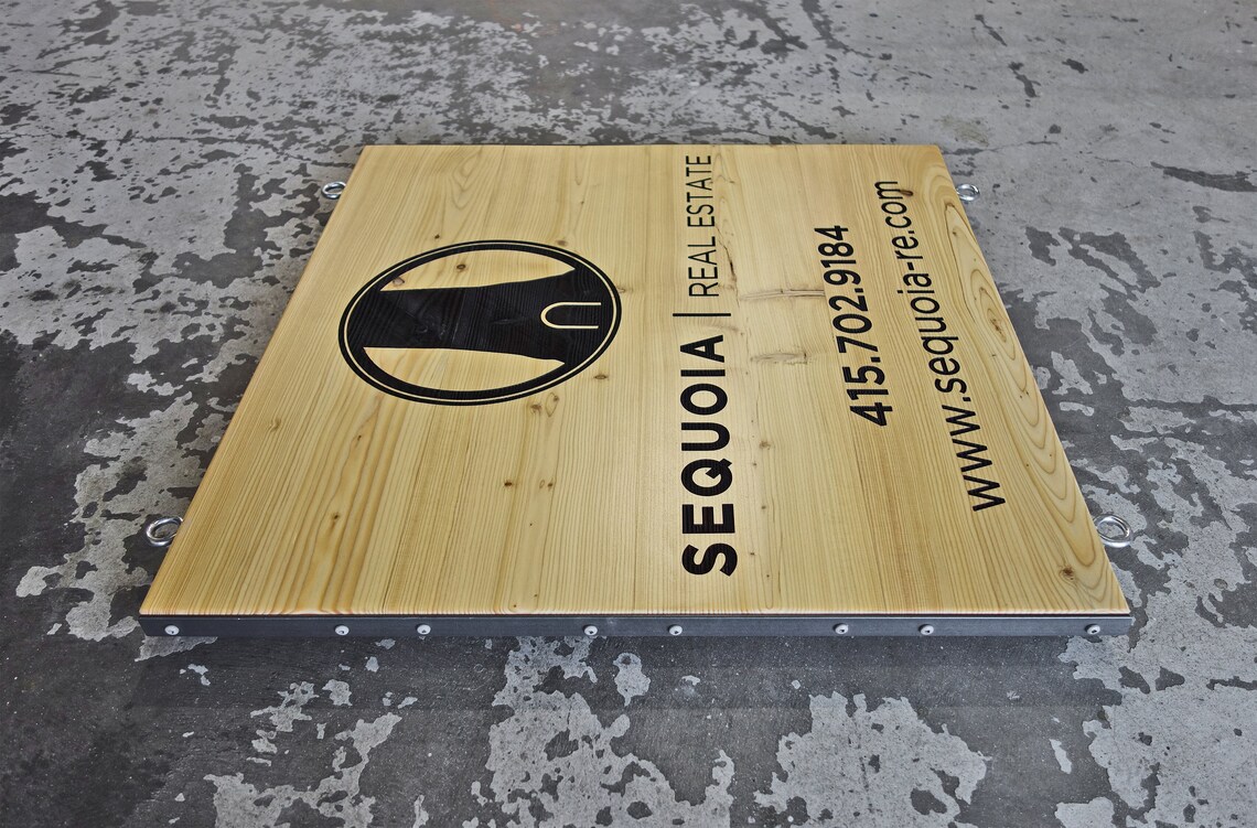 Wooden Real Estate Hanging Sign - 24"x24" Size - Solid Wood - Engraved ...