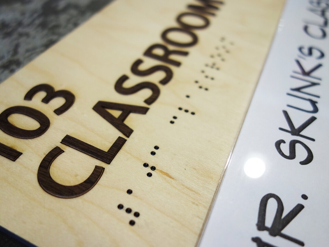 Changeable Insert Wood Room Sign - Custom Classroom With Braille ...