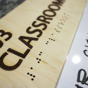 Changeable Insert Wood Room Sign - Custom Classroom With Braille ...