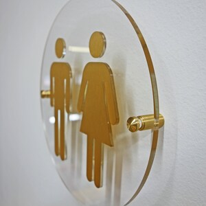 Floating Gold Unisex Restroom Sign - Men Women Handicap Bathroom ...