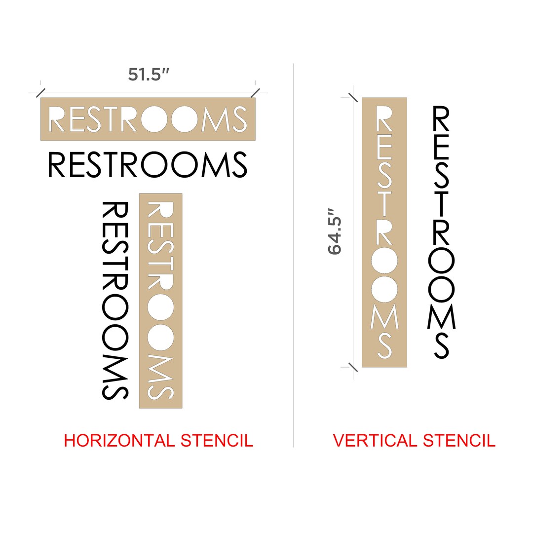 3D Restroom Sign Typography Stencil - Etsy