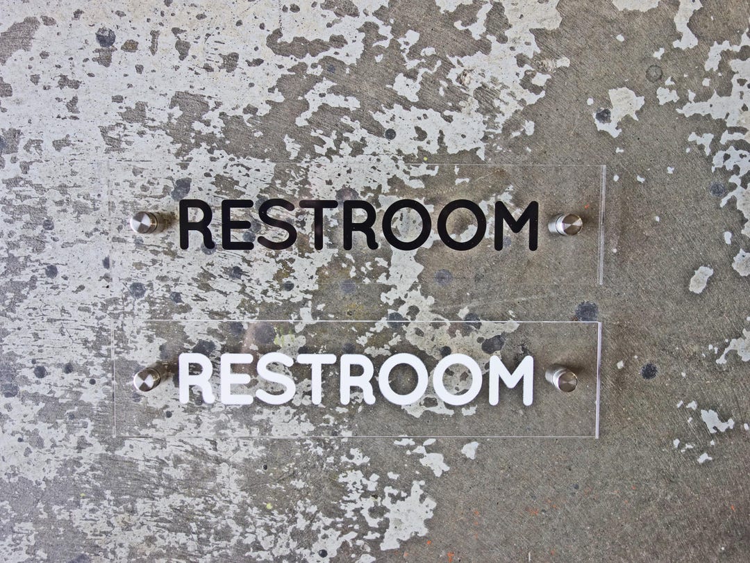 Clear Acrylic Floating Restroom Sign - High Quality Modern Minimalist ...