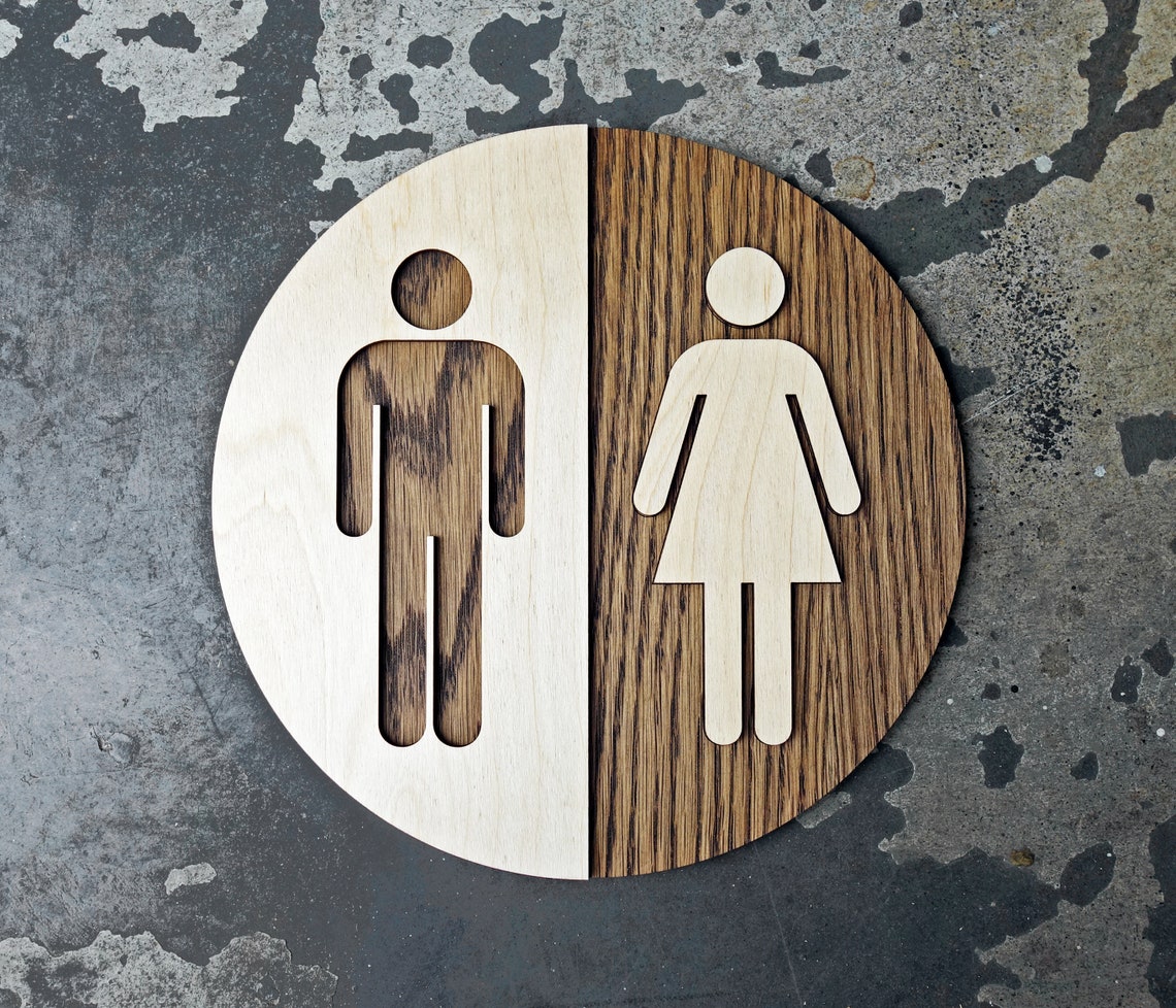 The ORIGINAL Half & Half Unisex Bathroom Sign Office - Etsy