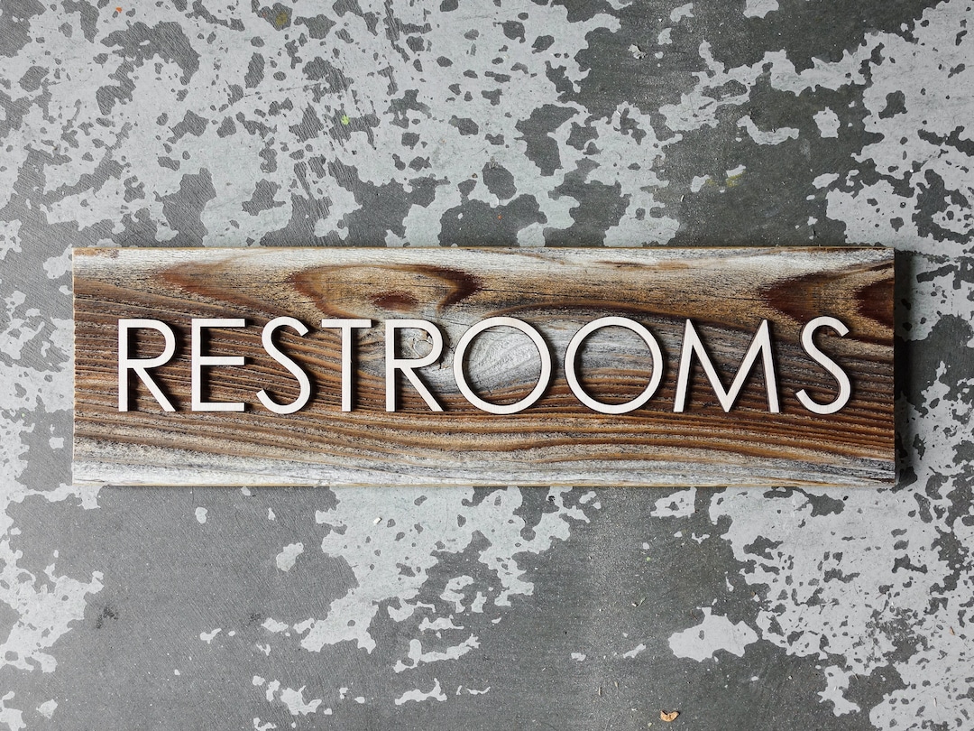 Reclaimed Barnwood Restroom Sign - Rustic Bathroom Decor - Raised ...