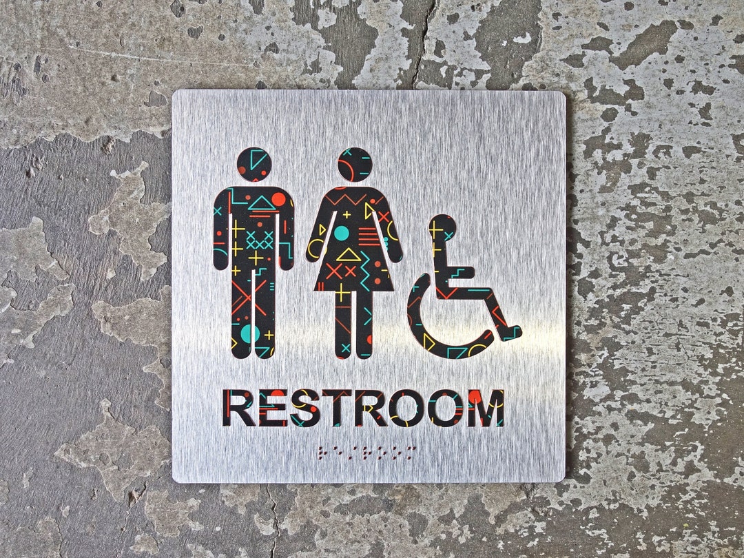 ADA Wheelchair Restroom Bathroom - 1980's Memphis Design - 8"x8" Size ...